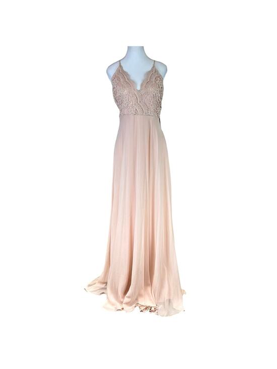 Lulus | Dresses | Lulus Madalyn Blush Pink Lace Maxi Dress Medium ...